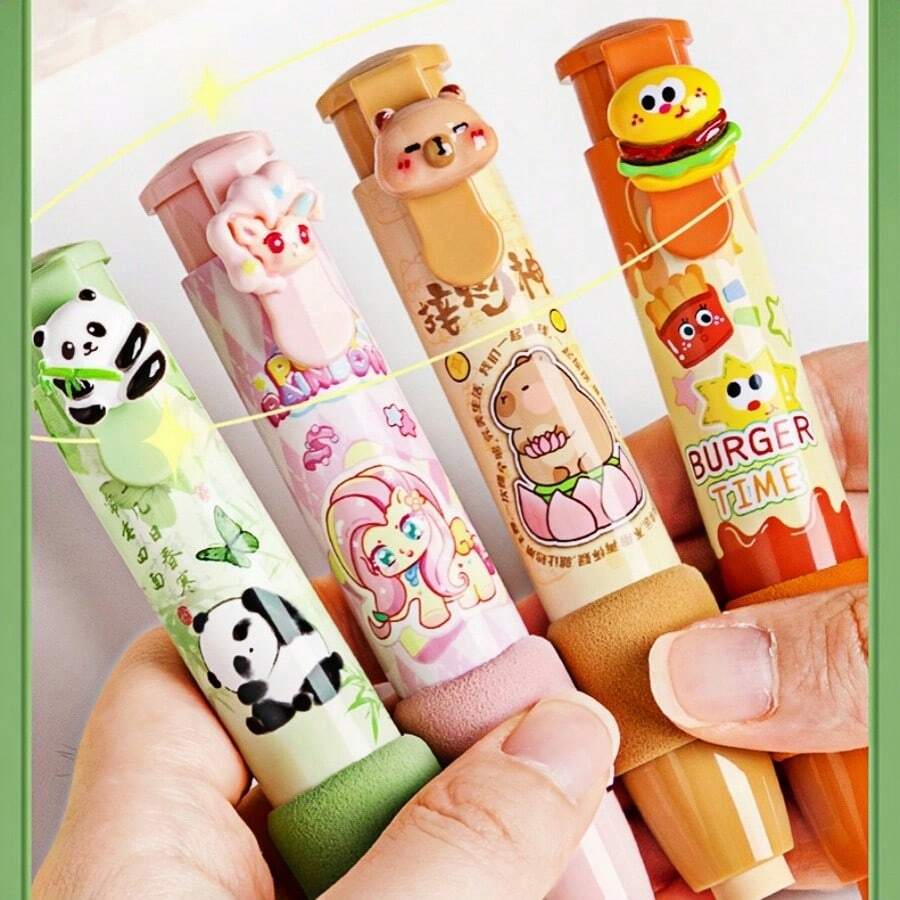 1pc Retractable Push Eraser, Cartoon Cute Button Eraser, No Debris, No ...