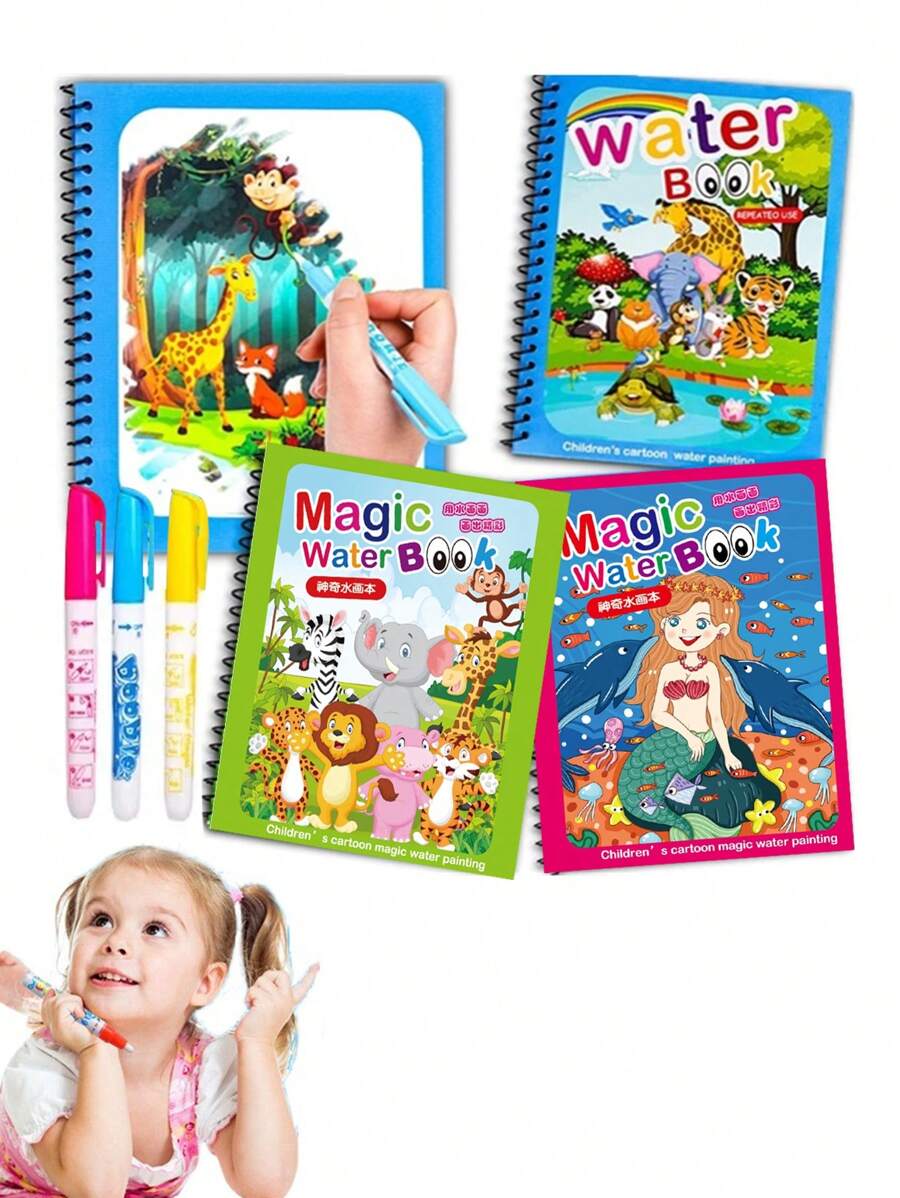 Magical Book Water Drawing Montessori Learning Stationery Reusable ...
