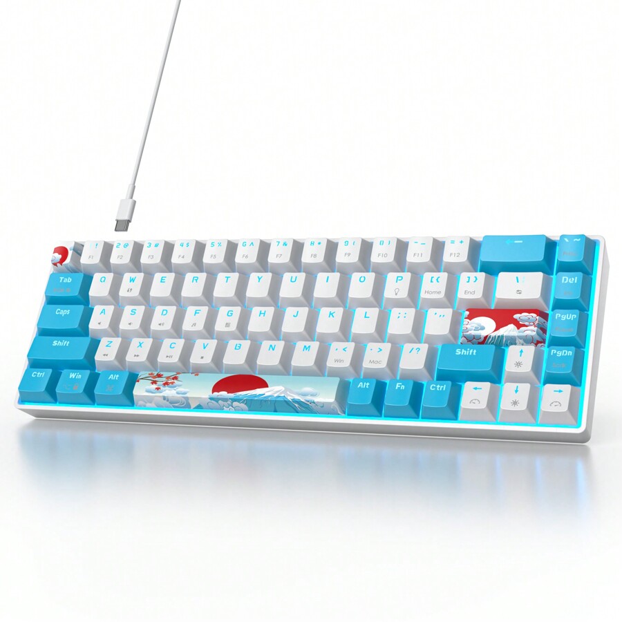 SURMEN Portable 65% Mechanical Gaming Keyboard, 68 Keys Compact Wired ...