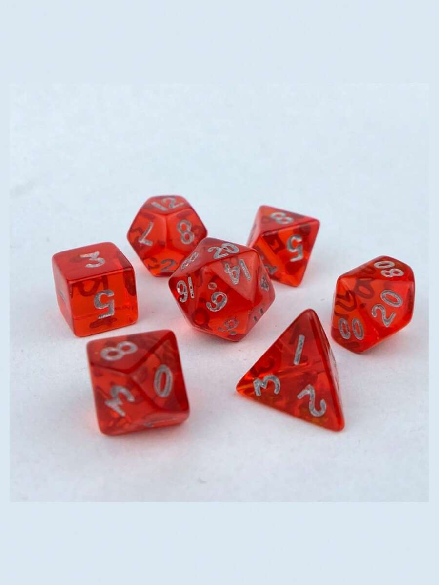 7pcs Of Mini Acrylic Dice Set Candy Colored Dice Transparent Number ...