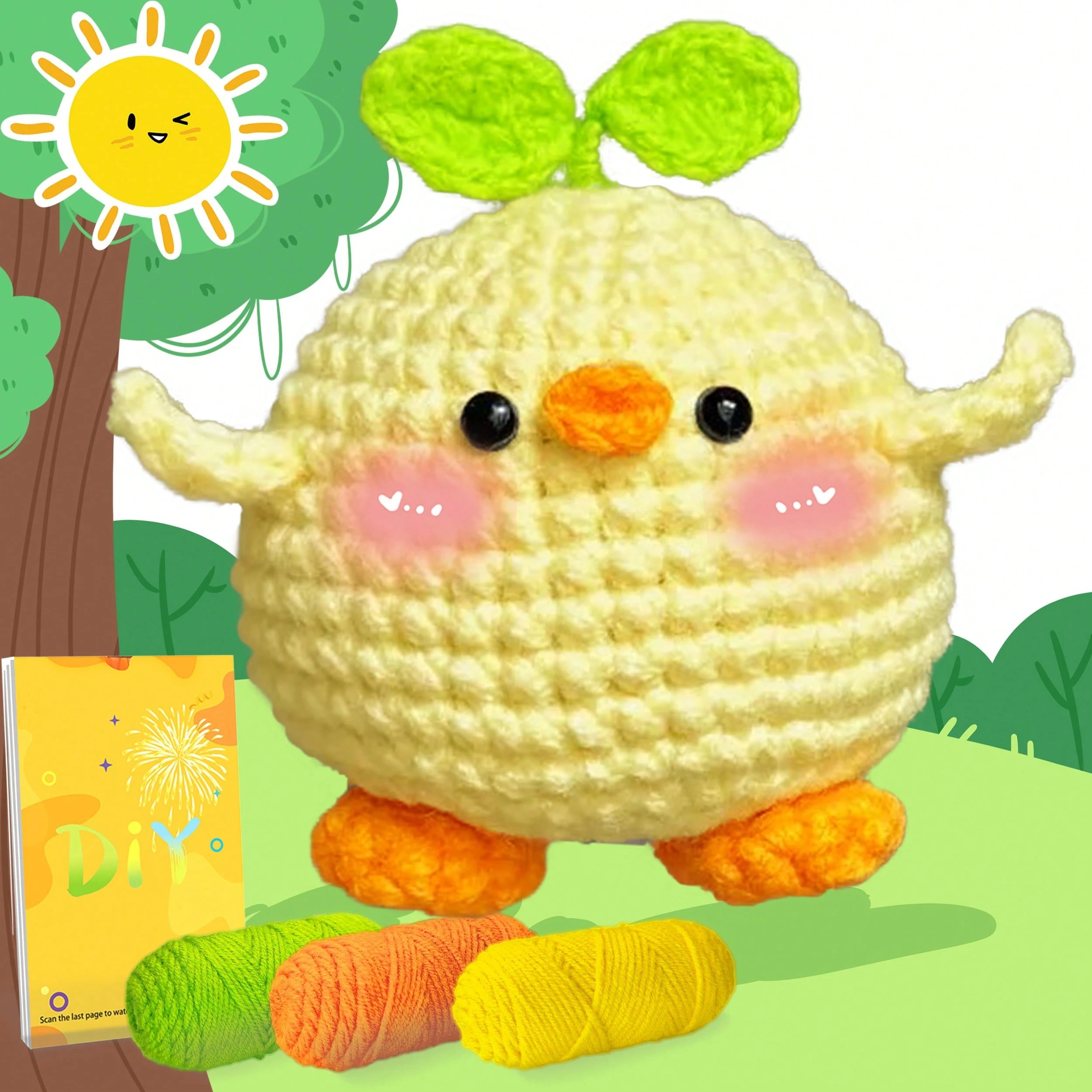 DIY Sprouted Chicken Crochet Kit For Beginners, Amigurumi Stuffed ...
