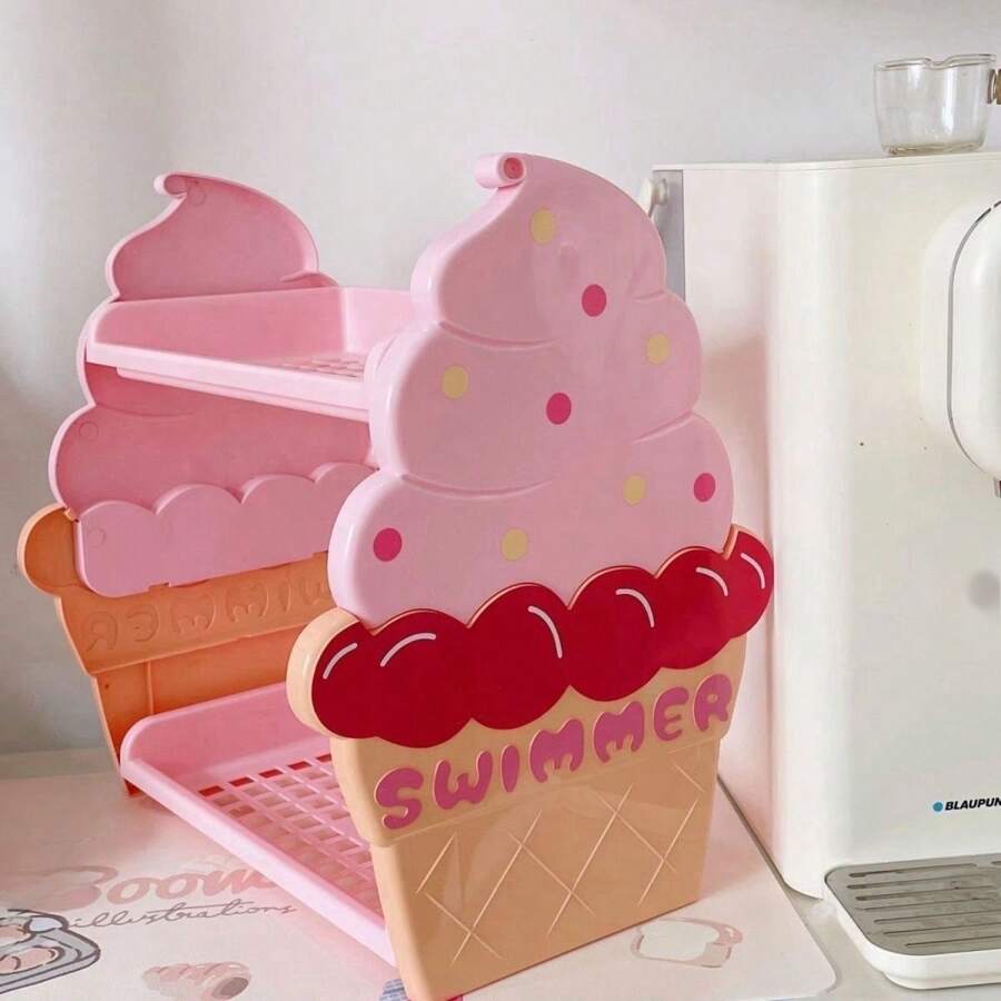 Double-Layer Pass-Through Ice Cream Rack Sweet Cute Desktop Student ...