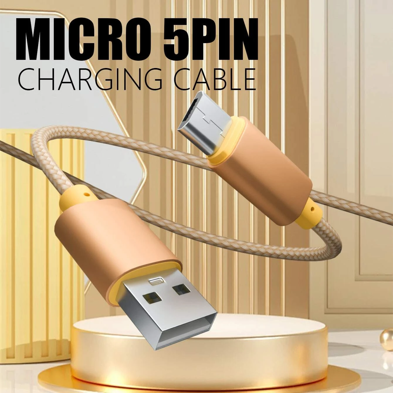 A 1M Gold Braided Material Cable Capable Of Passing 2A Current, Stable ...