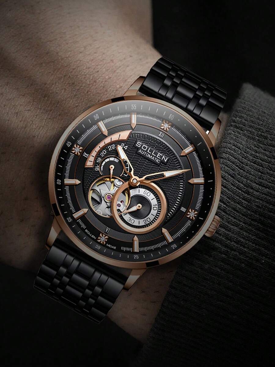 SOLLEN Men's Mechanical Automatic Watch, Waterproof, Multifunctional ...