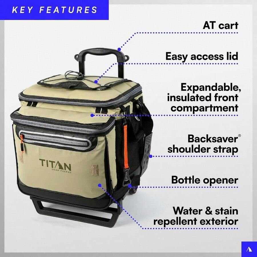 Titan Deep Freeze 60 (50+10) Can Wheeled Cooler - Collapsible Rolling ...