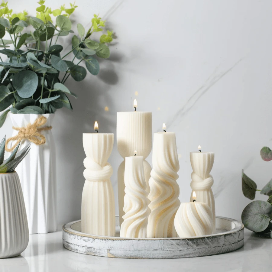 1pc Miniature Candles The Size Of A Palm Modern Ribbed Candle Set Large ...