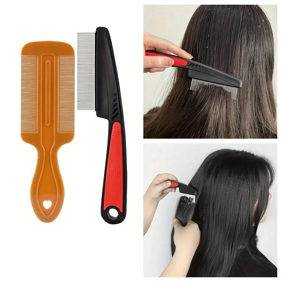1 /2 Pieces Lice Removal Comb Set, Stainless Steel Fine Teeth, Hair ...