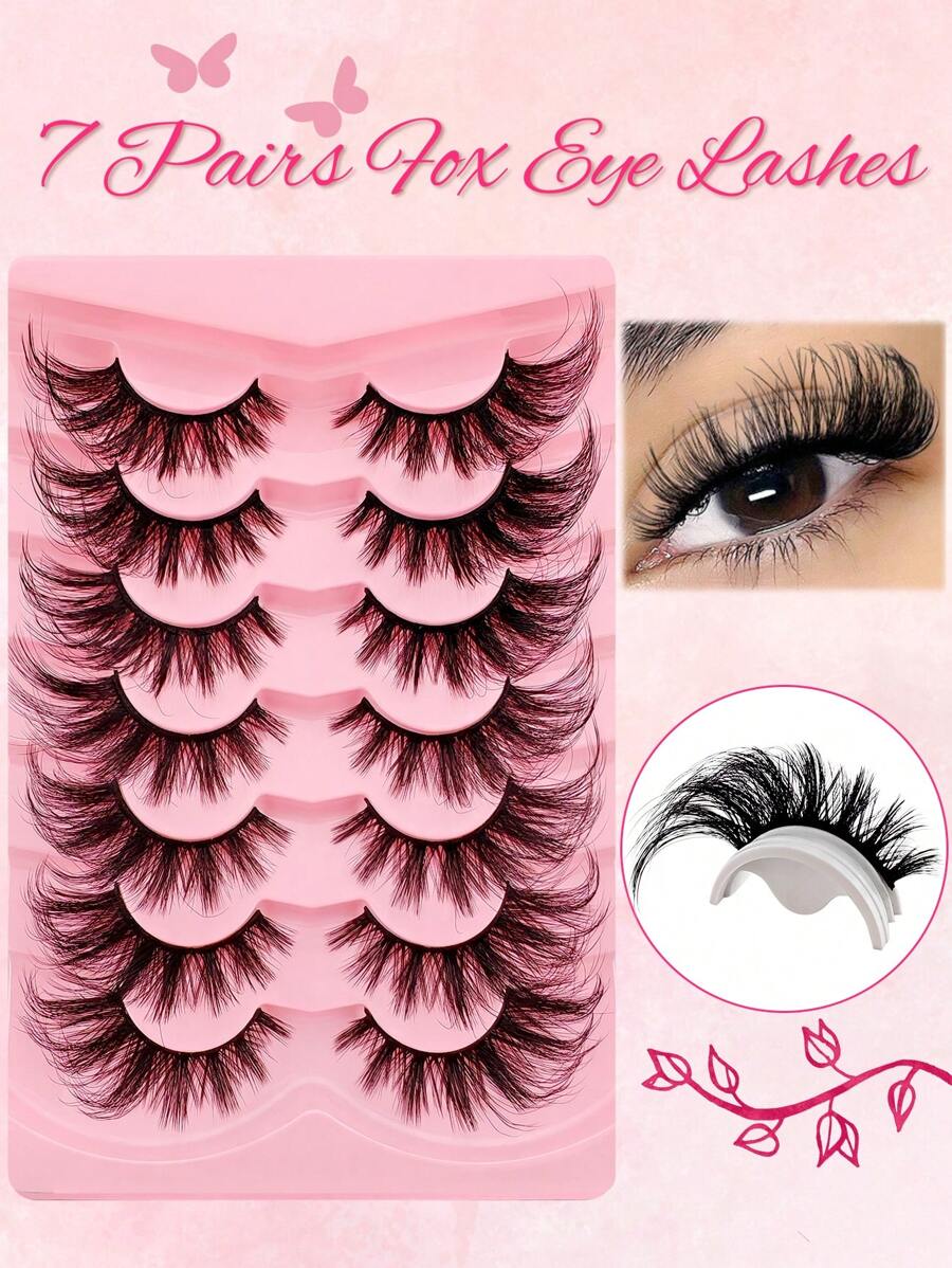 7 Pairs Fox Eye Eyelashes Cat Eye Lashes Winged End Eye Elongated ...
