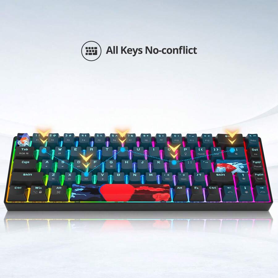 SURMEN Portable 65% Mechanical Gaming Keyboard, 68 Keys Compact Wired ...