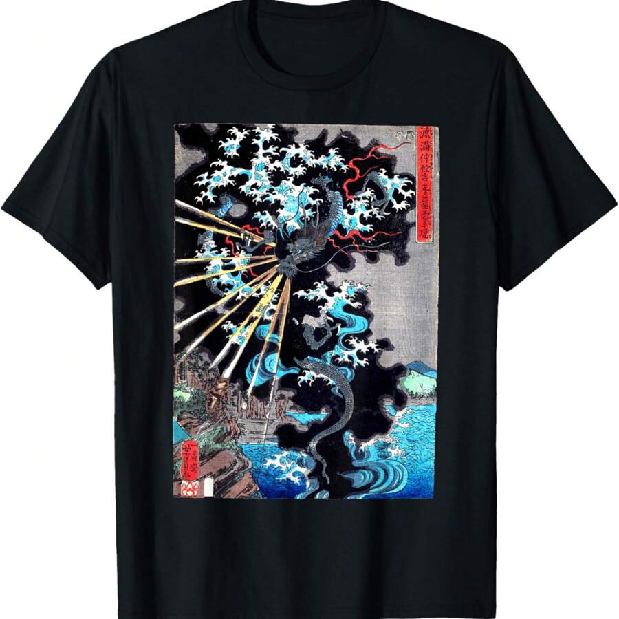 Chinese Dragon Tengu Nature Vintage Japan Ukiyo-E Woodblock T-Shirt ...