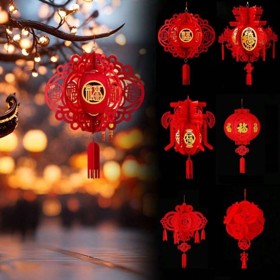 Chinese Lantern Lucky 3D Non-Woven Year Of The Snake Lantern Chinese ...