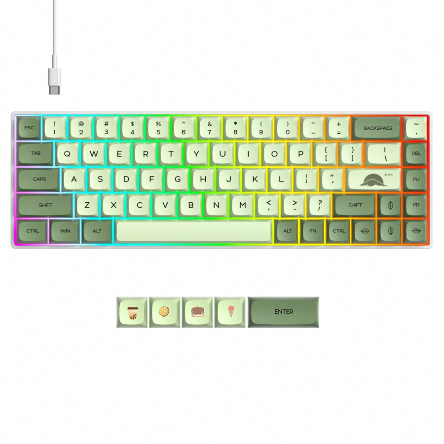 SURMEN Portable 65% Mechanical Gaming Keyboard, 68 Keys Compact Wired ...