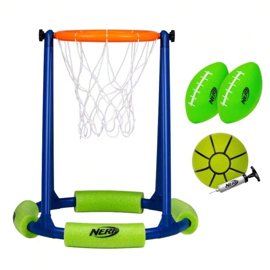 NERF NERF Floating Pool Basketball Hoop And Football Target Net ...