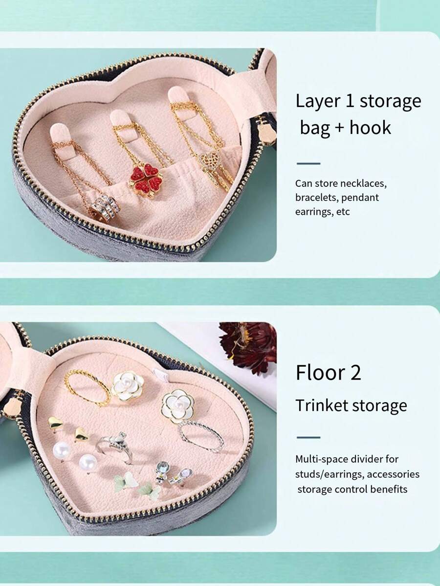 Customized Jewelry Storage Box, Mini Portable Heart-Shaped Accessories ...
