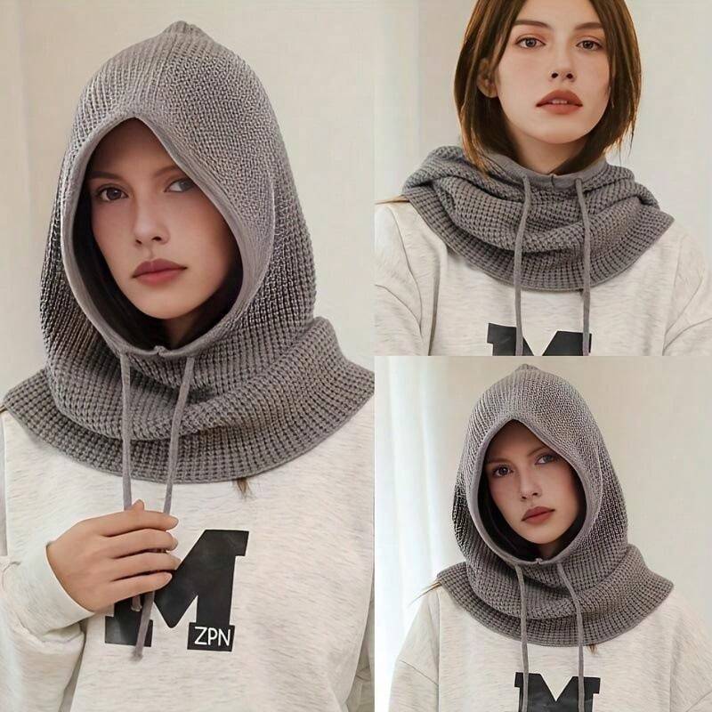 1pc Women's Winter Warm Knitted Scarf & Hat Set With Ear Protection ...