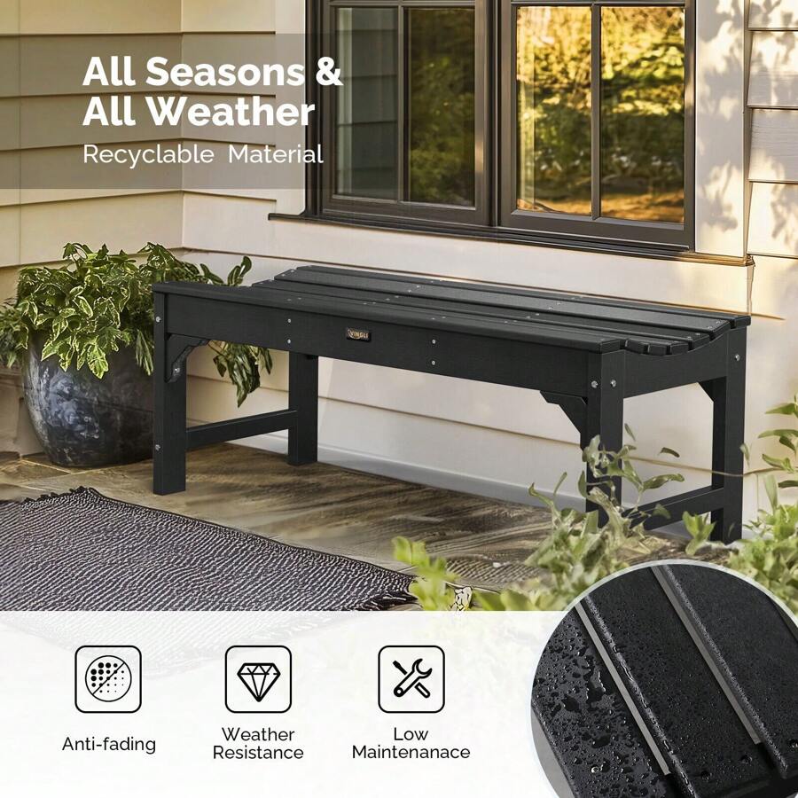Garden Bench All-Weather HDPE 2-Person Outdoor Bench For Front Porch ...
