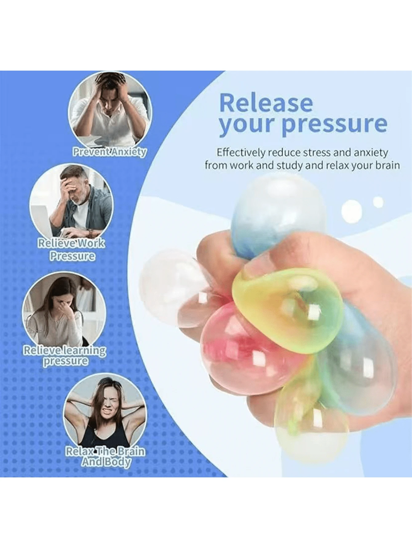 6pcs/Set Glow-In-The-Dark Sticky Stress Balls, Wall Ceiling Adhering ...