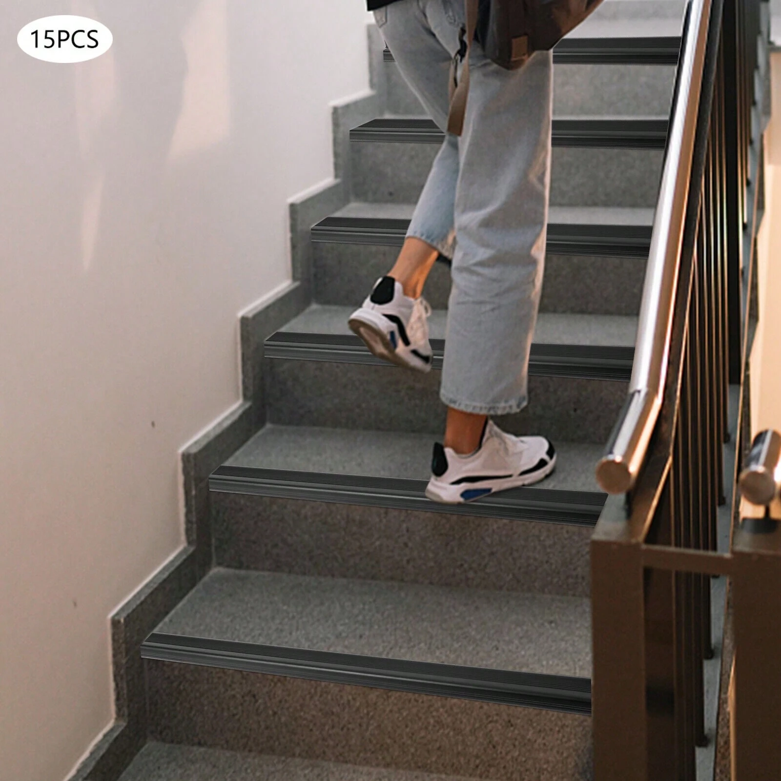 15Pcs Stair Edge Protector, Anti-Slip Stair Corner Trim Strips PVC Step ...