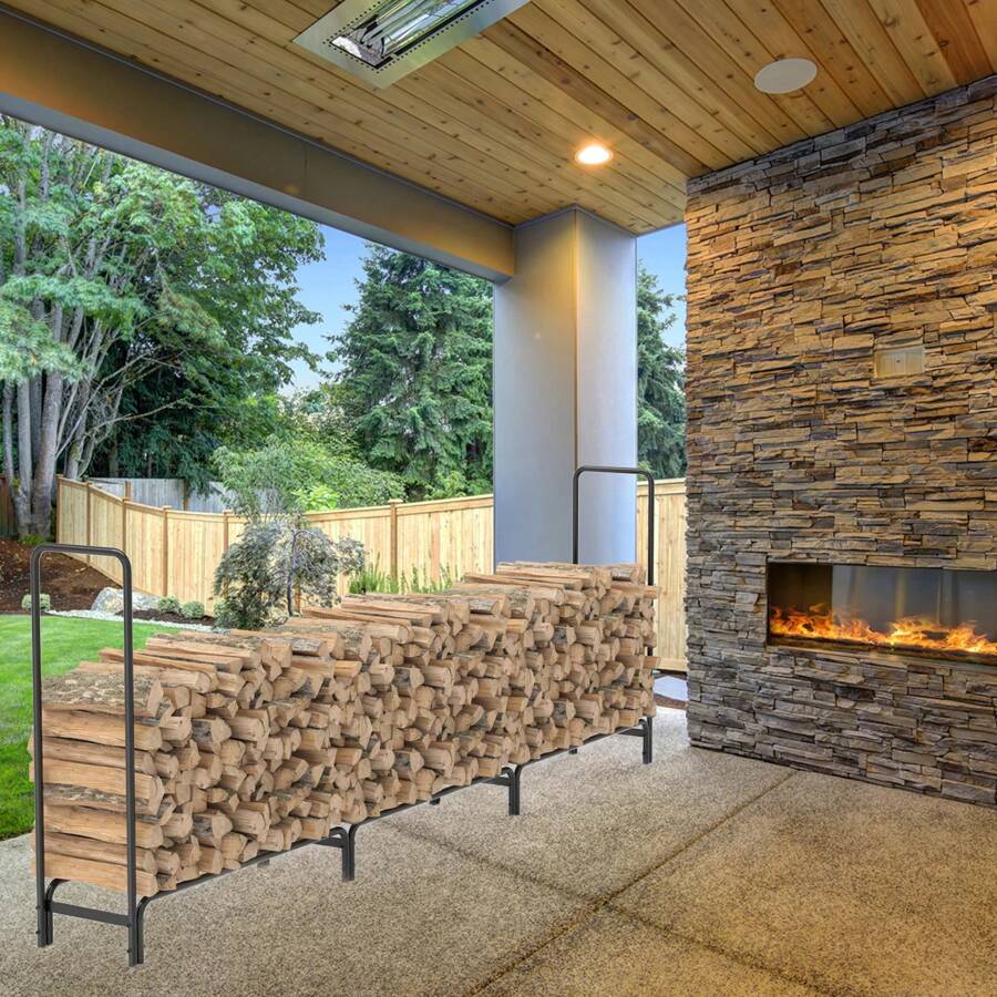 Outdoor Fire Wood Log Rack For Fireplace Heavy Duty Firewood Pile ...