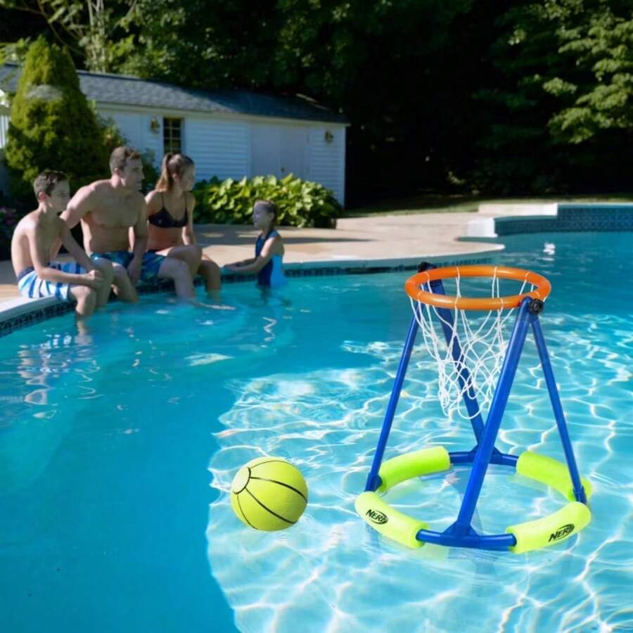 NERF NERF Floating Pool Basketball Hoop And Football Target Net ...