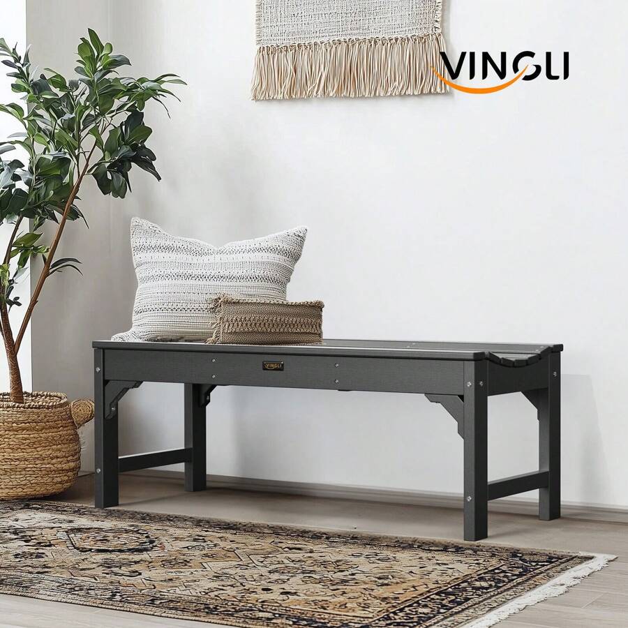 Garden Bench All-Weather HDPE 2-Person Outdoor Bench For Front Porch ...