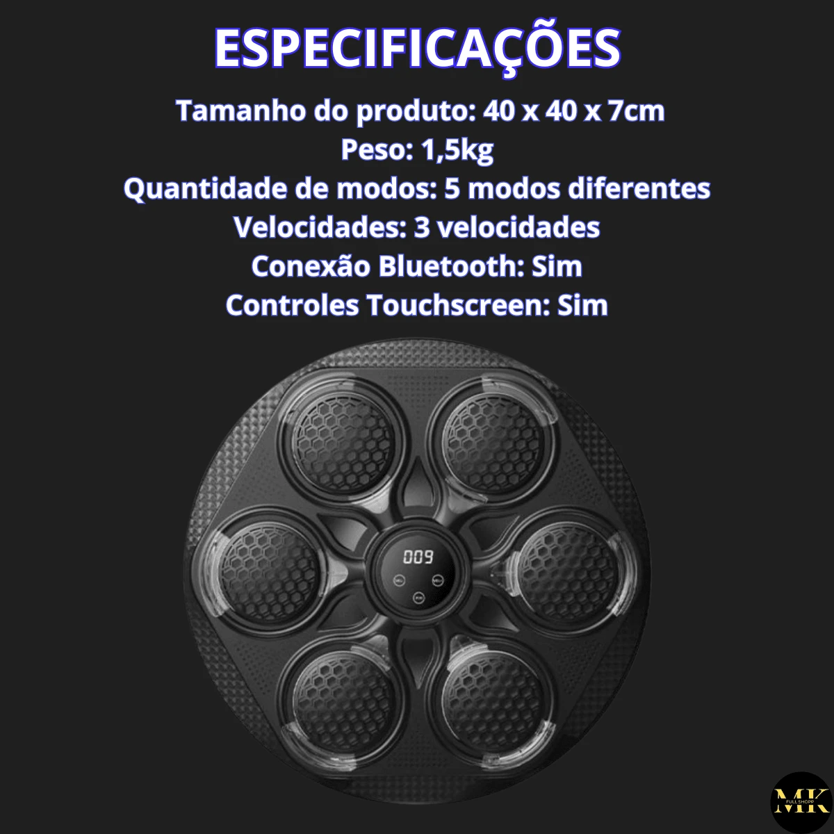 Máquina de Boxe Musical Inteligente Bluetooth Touchscreen Treino ...