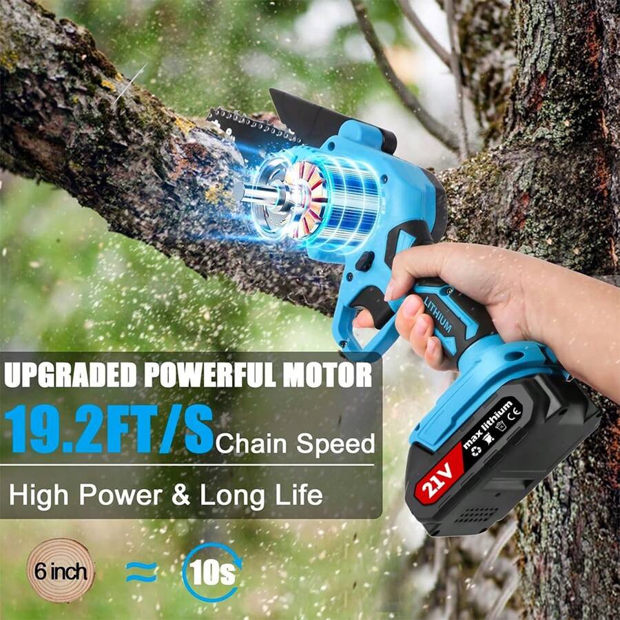 Mini-kettingzaag 6-inch snoerloos, 21V snoerloze elektrische ...