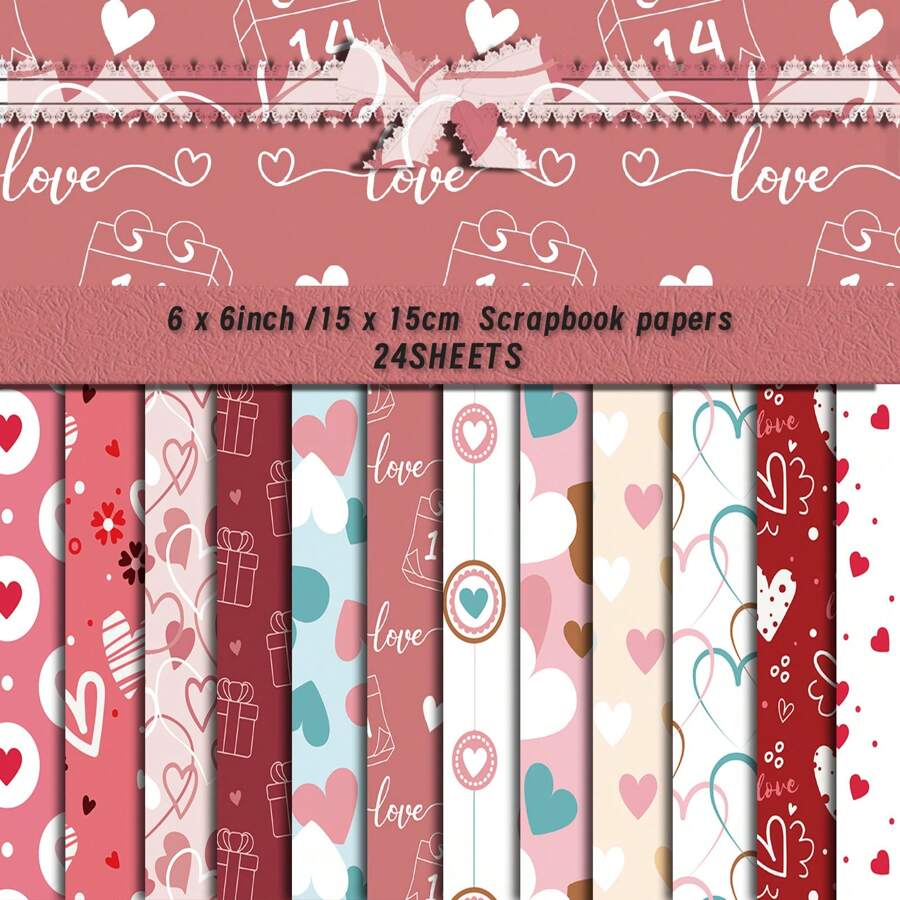 24 Sheets Valentine's Day Scrapbook Paper Scrapbook Paper, Vintage ...