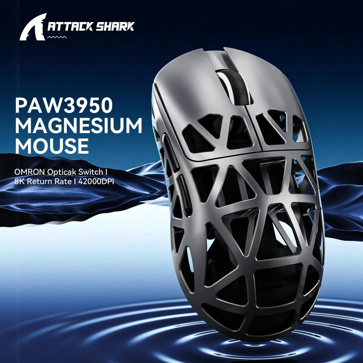 ATTACK SHARK R2 Magnesium Alloy Lightweight Wireless Mouse, PAW3950 Sensor, E-Sports Gaming 4K ...
