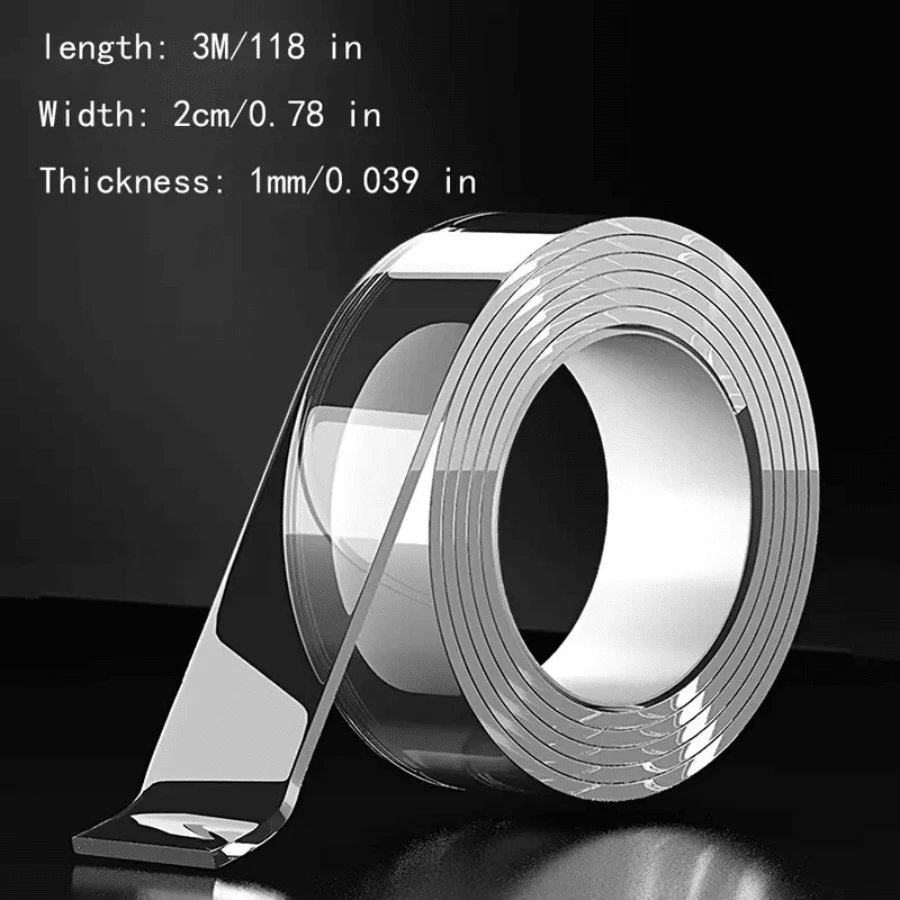3 PCS Roll Heavy Duty Double Sided Tapes, Reusable Traceless Strong ...