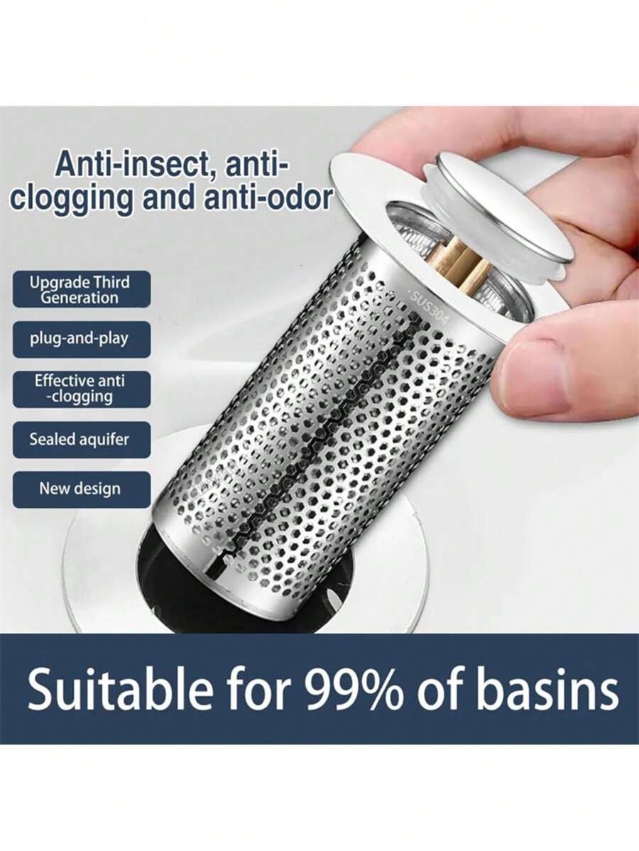 1pc Multifunctional Floor Drain Filter Pop Up Bounce Core Basin Drain