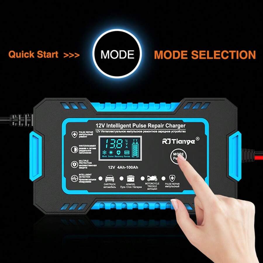 Car Battery Charger, 12V 4Ah-100Ah Smart Battery Trickle Charger ...