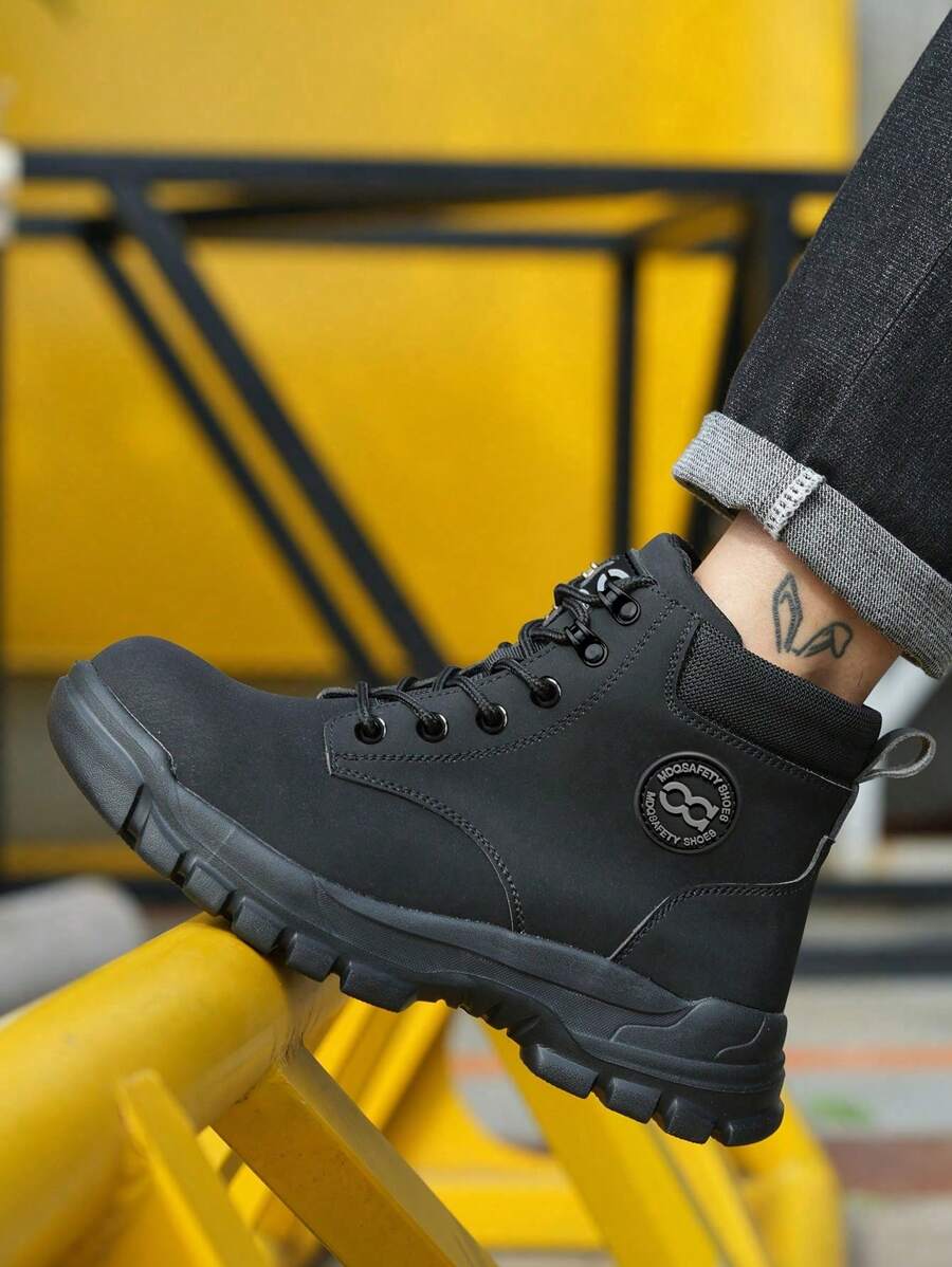 Shoes/Shoes For Men/Men's Work Safety Shoes Black/Yellow Lace-Up High ...