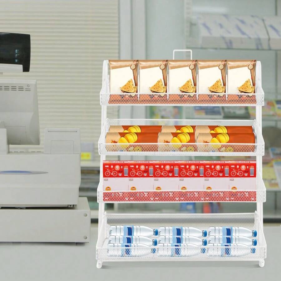 Display Rack Retail Store Shelving Snack Storage Organizer White ...