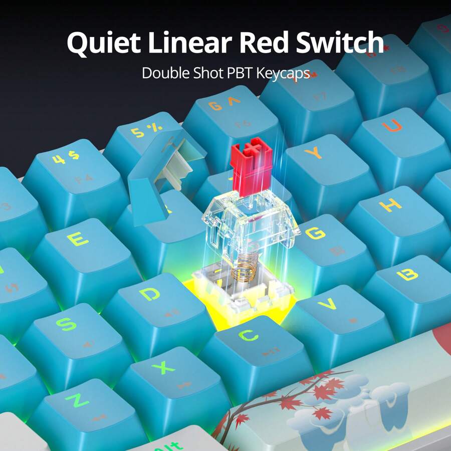 SURMEN Portable 65% Mechanical Gaming Keyboard, 68 Keys Compact Wired ...