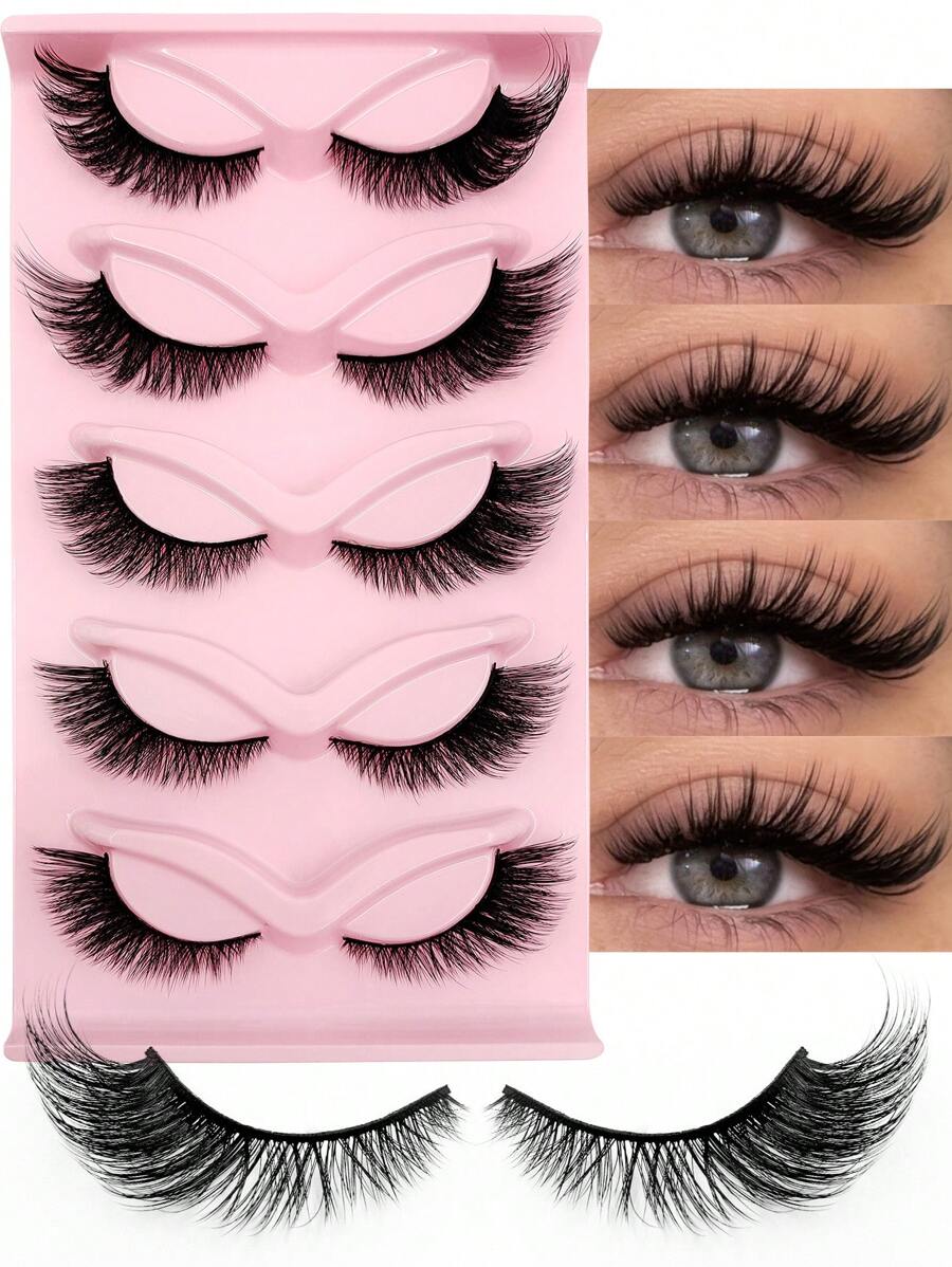 Rikuaild 5 Pairs Cat Eye Lashes Long Lashes Cat Eye Look Wispy Natural ...