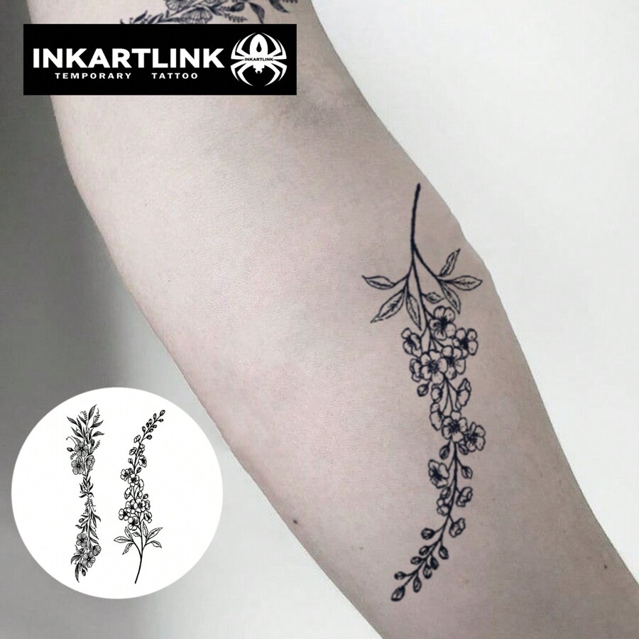 INKARTLINK Sketch Floral Temporary Tattoos, Lasting 1-2 Weeks, Magic ...