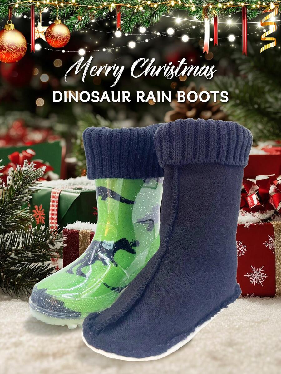 Botas de lluvia impermeables, ligeras y cálidas para niñas y niños pequeños con cubierta ...