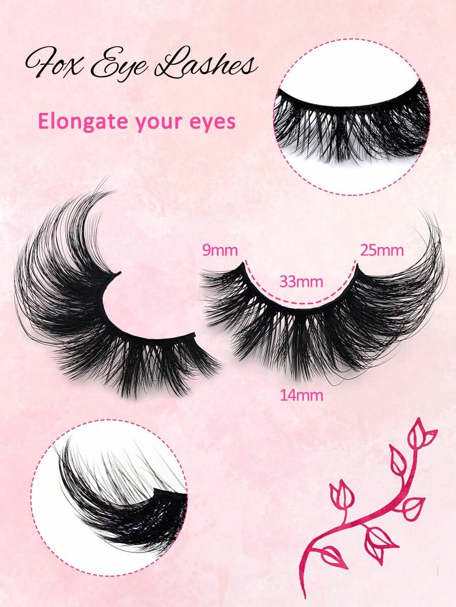 7 Pairs Fox Eye Eyelashes Cat Eye Lashes Winged End Eye Elongated ...