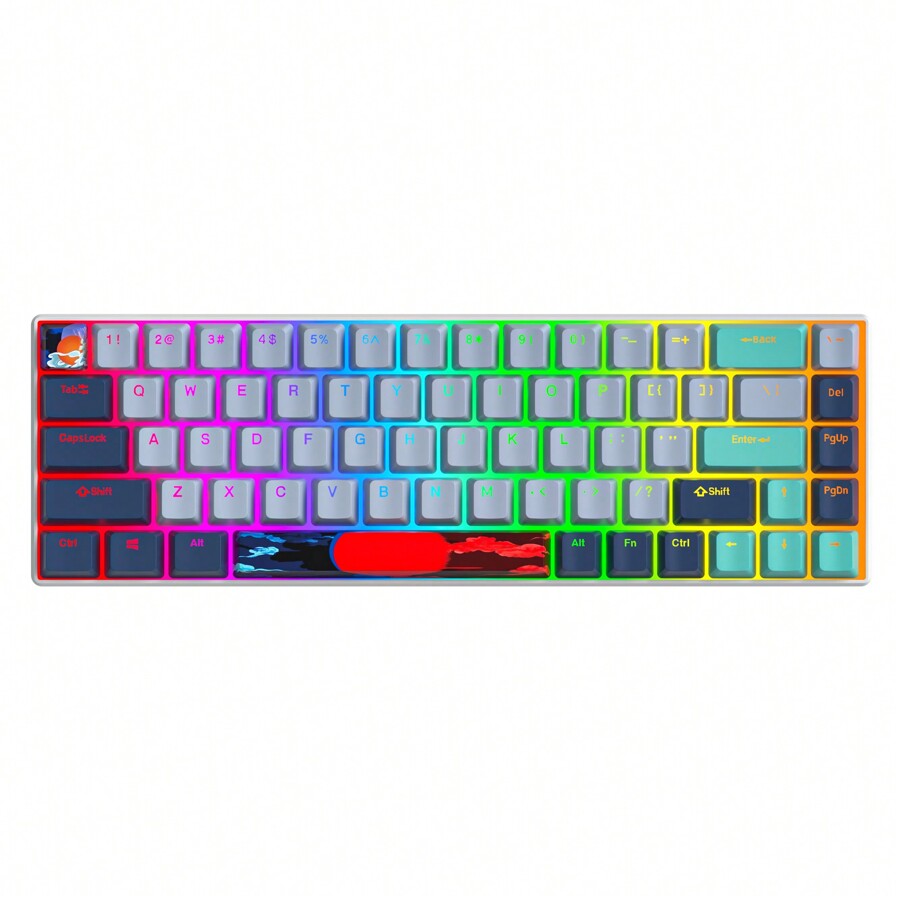 SURMEN Portable 65% Mechanical Gaming Keyboard, 68 Keys Compact Wired ...