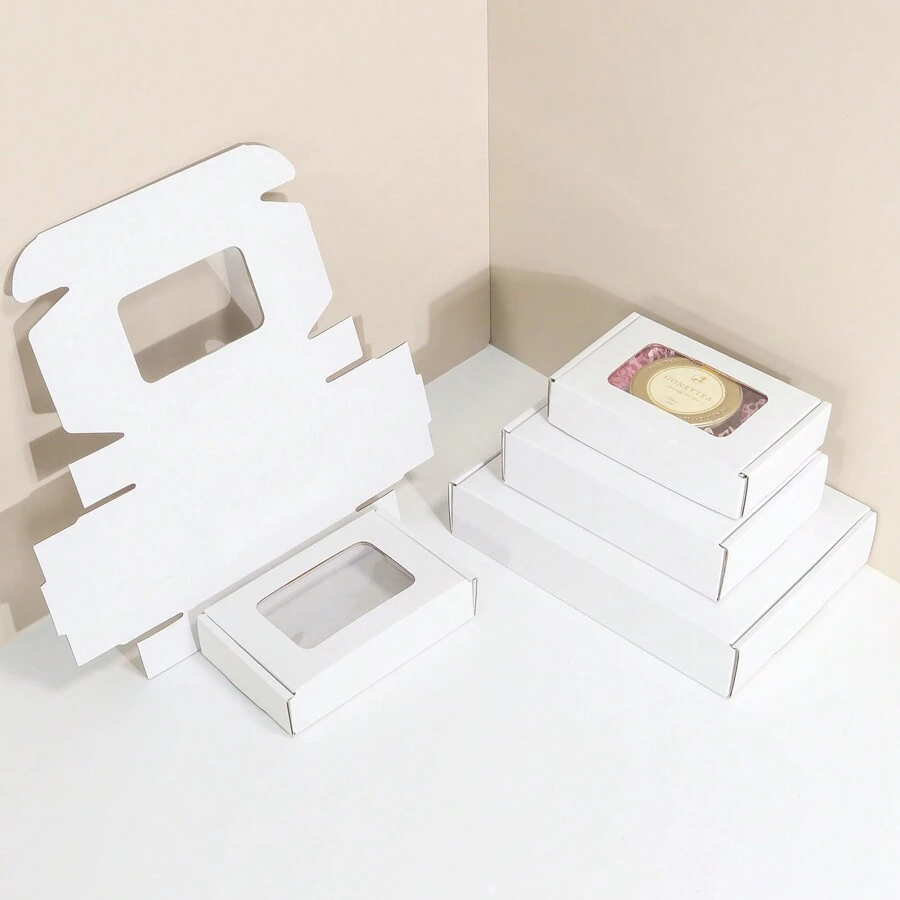 10pcs Window Kraft Paper Boxes, Gift Boxes With Transparent View Window, Packaging Cartons ...