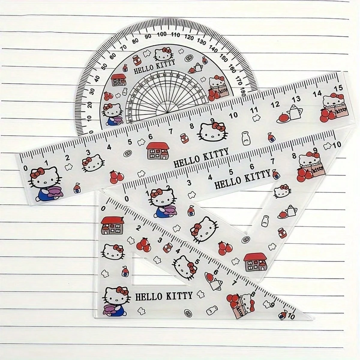 4pcs Hello Kitty & For Cinnamoroll Ruler Set, Plastic Multifunctional ...