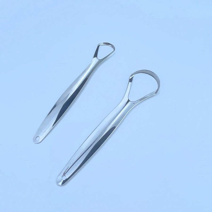 2 Pieces Set, Stainless Steel Double-Sided Tongue Scraper-Easy-To-Clean ...