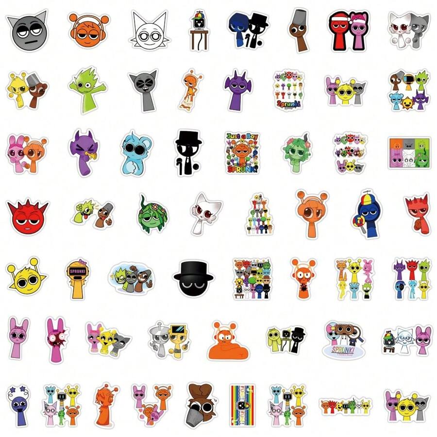 55 Sheets Of Sprunki Vinyl Stickers, Which Can Be Used For Creative ...