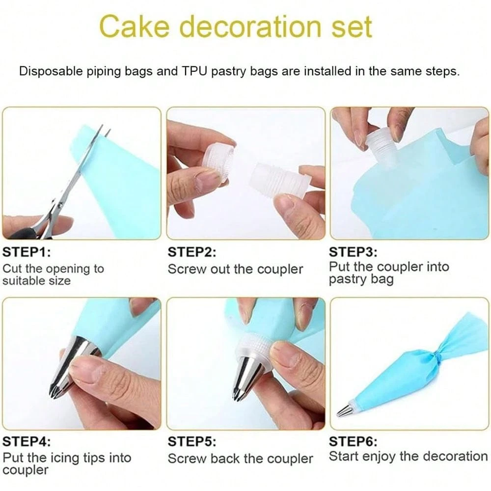 Piping Bags And Tips Set Bake Cake Decorating Kit Cake Decorating ...
