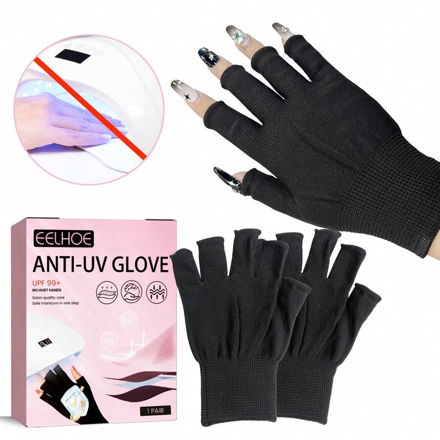Manicure UV Protection Gloves, Nail Lamp Dedicated Anti-Blackening ...