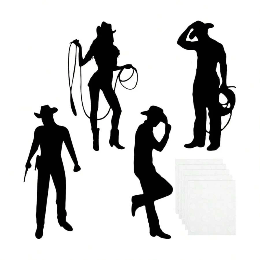 16 Pieces Cowboy Silhouettes Cowboy Cutouts Western Theme Party ...