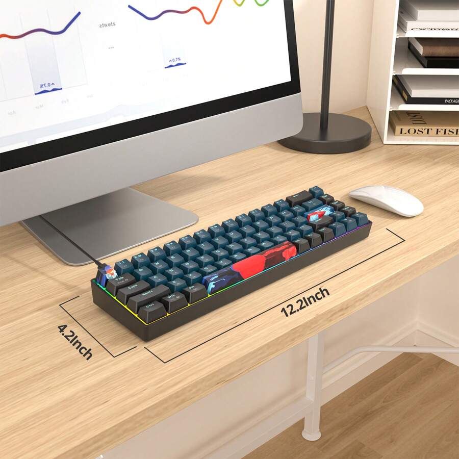 SURMEN Portable 65% Mechanical Gaming Keyboard, 68 Keys Compact Wired ...