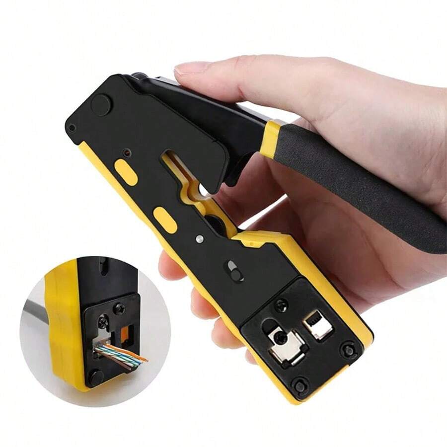 Straight RJ45 Crimping Tool Kit, Integrated Ethernet Crimper Cat7 Cat6 ...