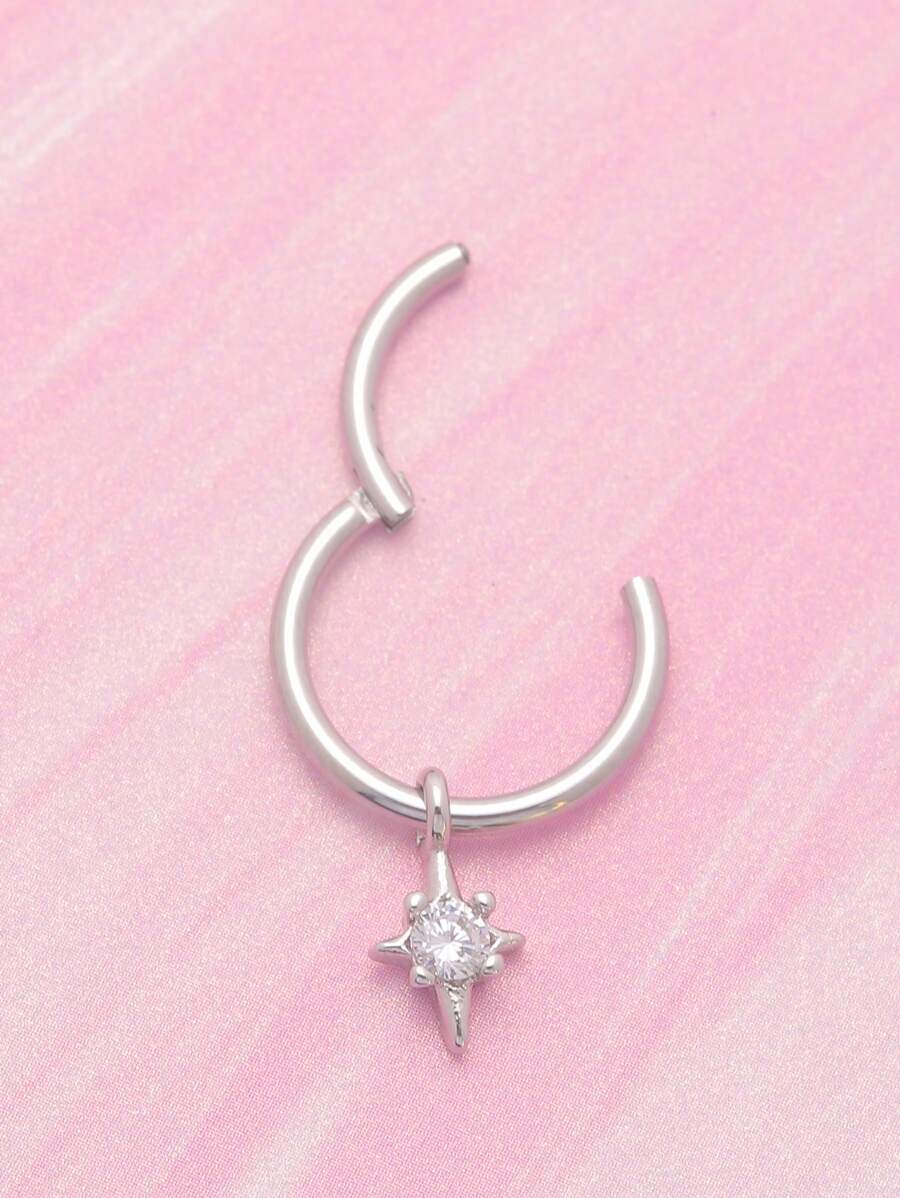 1PC 16G Stainless Steel Nose Ring Dangle Star Septum Nose Piercing ...